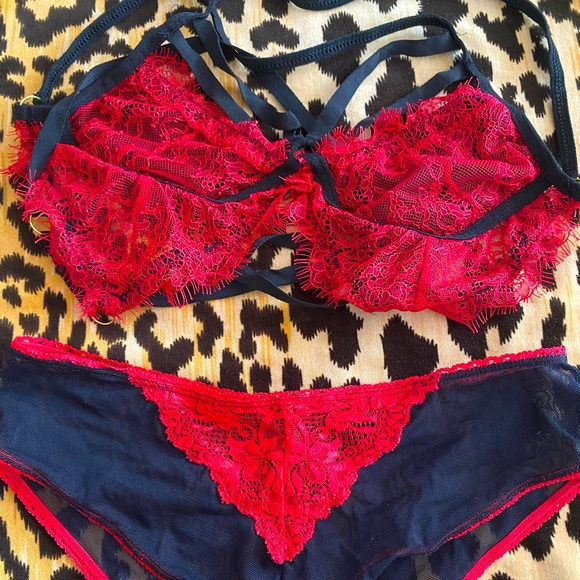 Intimates And Sleepwear Sexy Red Black Set 34c Poshmark